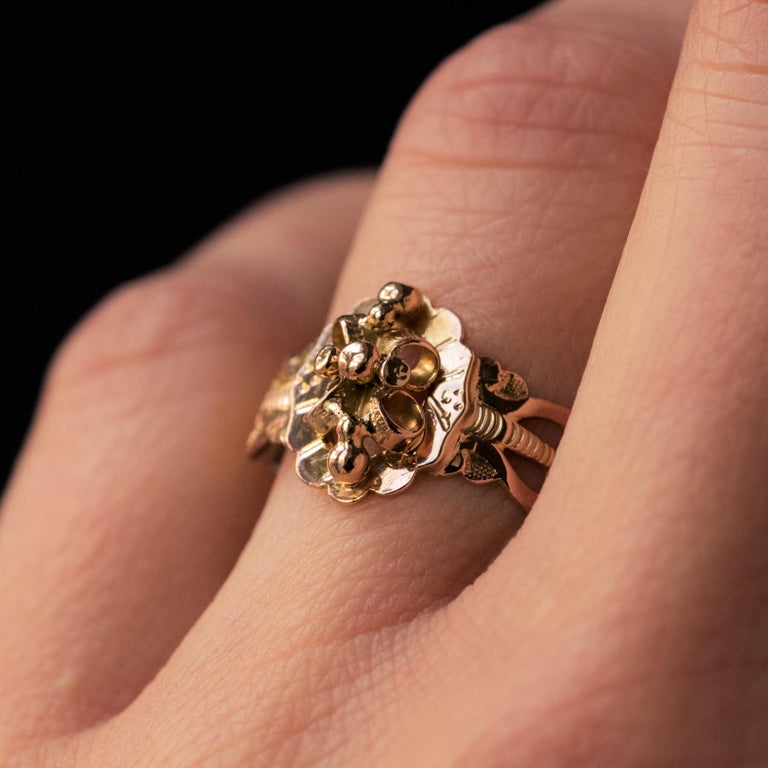 French 19th Century 18 Karat Rose Gold Sentimental Ring at 1stDibs