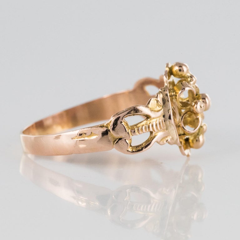 French 19th Century 18 Karat Rose Gold Sentimental Ring at 1stDibs