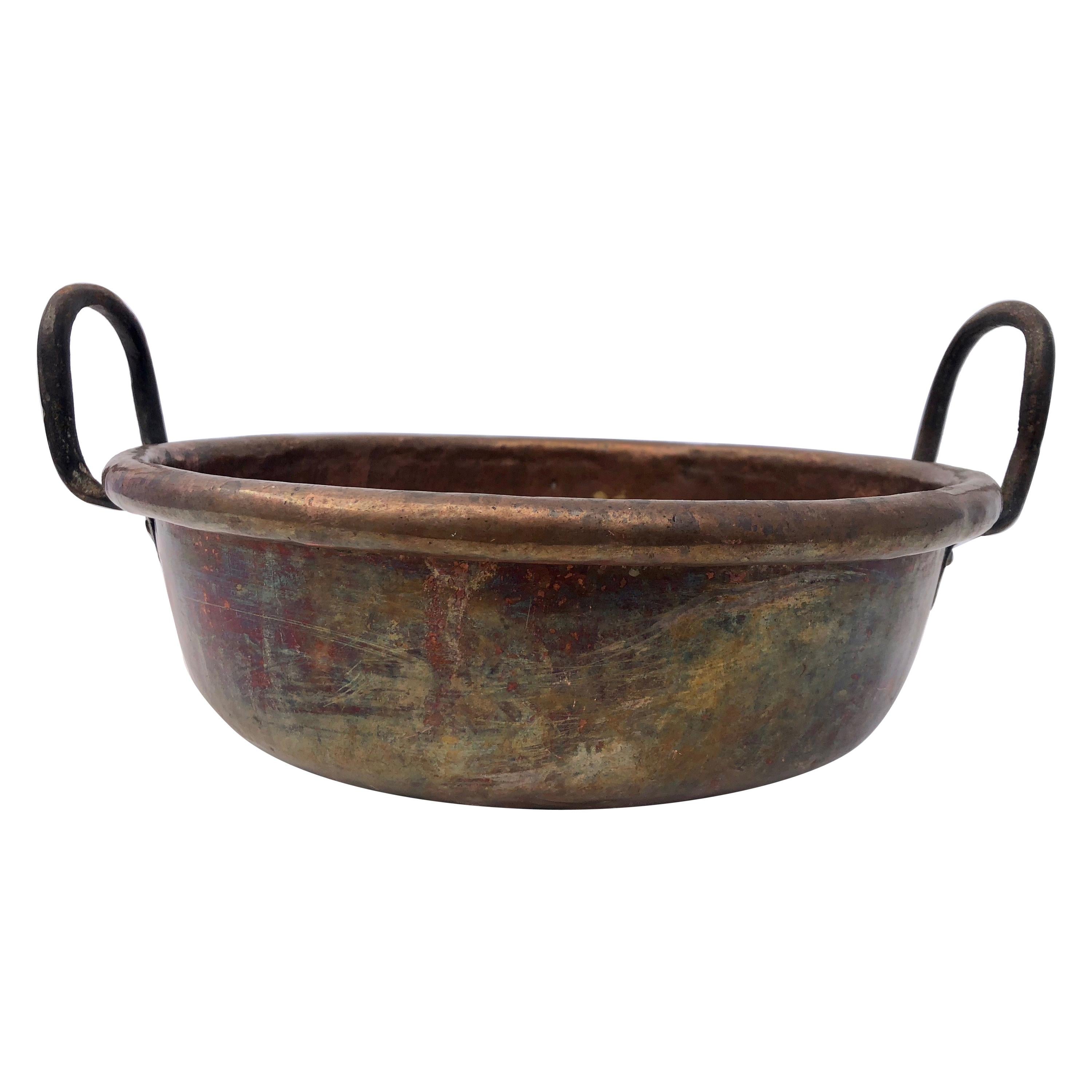 French 19th Century Antique Copper Preserving Pan with Tall Wrought ...