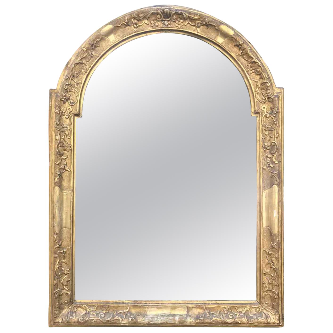 French 19th Century Reeded Giltwood Mirror with Original Split Mercury ...
