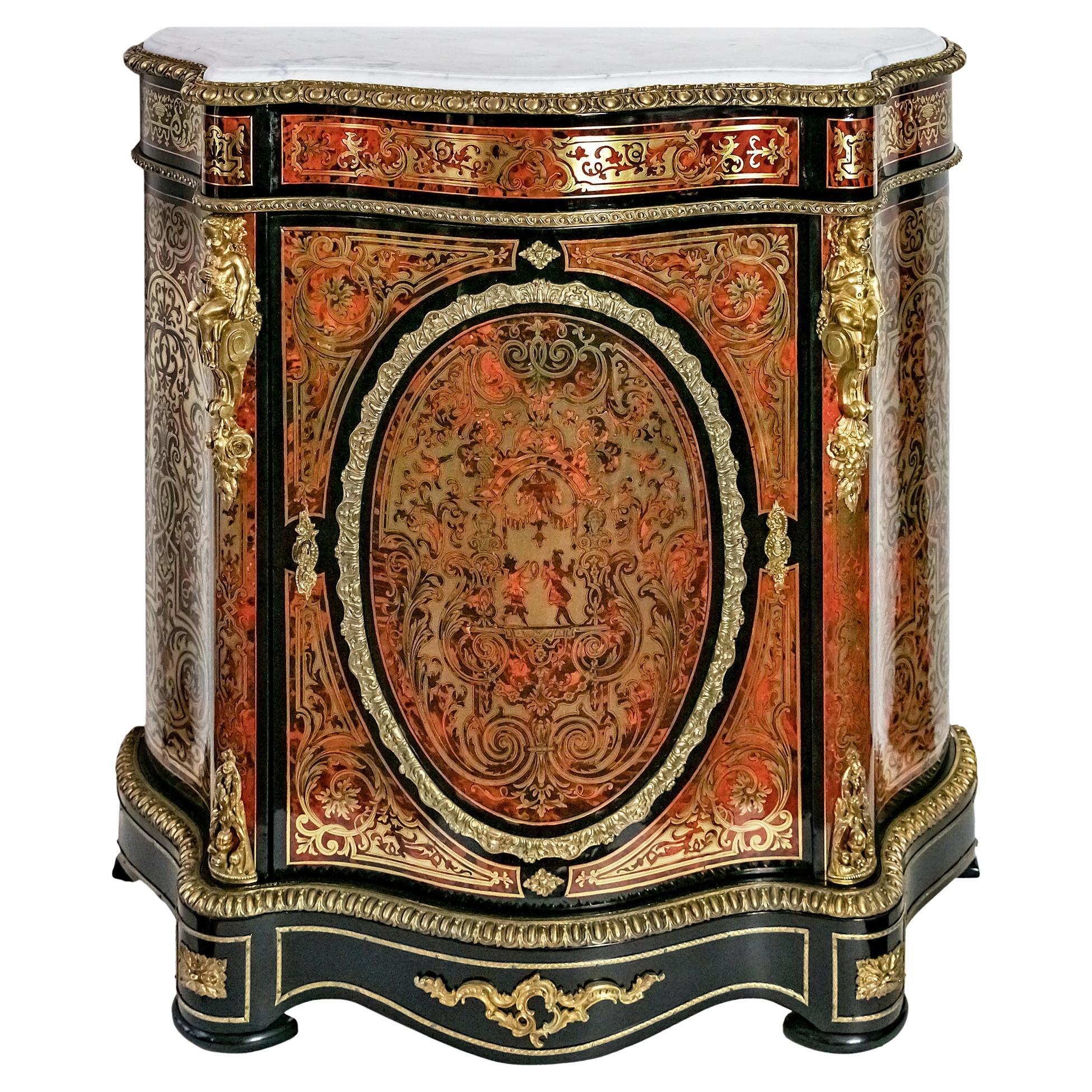 19th Century French Boulle Set Desk Cabinet and Chairs Andre Charles ...