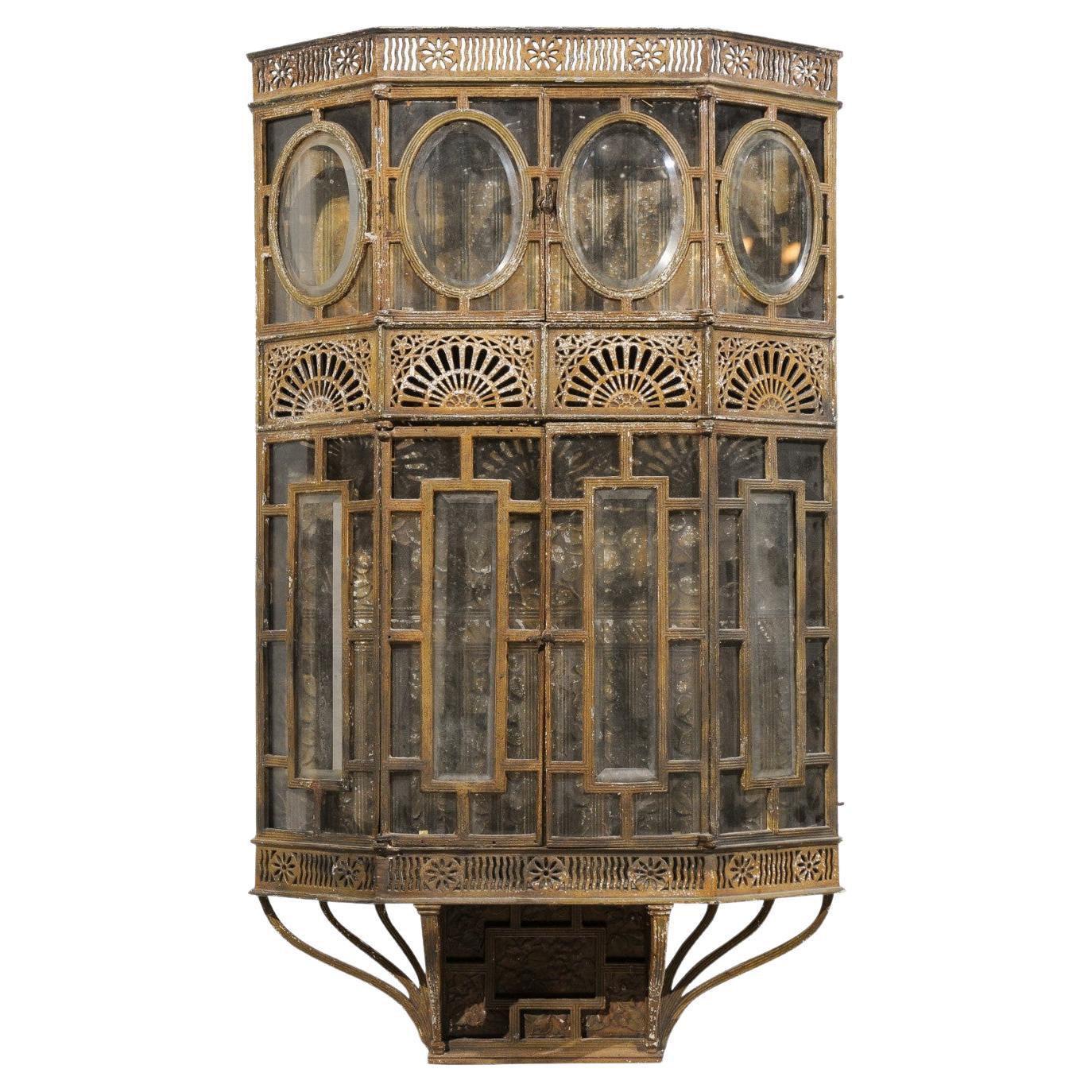 19th Century French Walnut Wall Vitrine or Display Cabinet with ...
