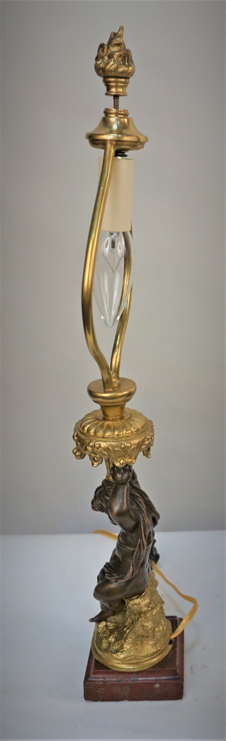 French, 19th Century, Bronze Sculpture Table Lamp For Sale at 1stDibs