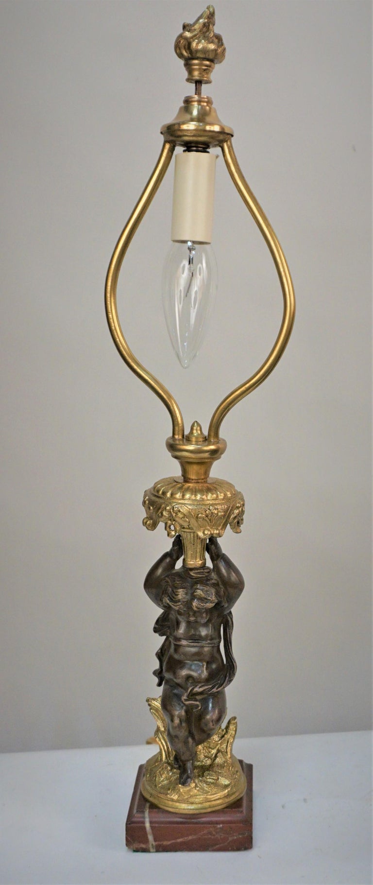 French, 19th Century, Bronze Sculpture Table Lamp For Sale at 1stDibs