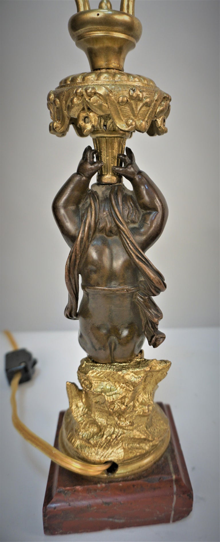 French, 19th Century, Bronze Sculpture Table Lamp For Sale at 1stDibs