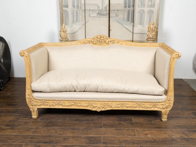 French 19th Century Canapé with Richly Carved Décor and New Upholstery ...
