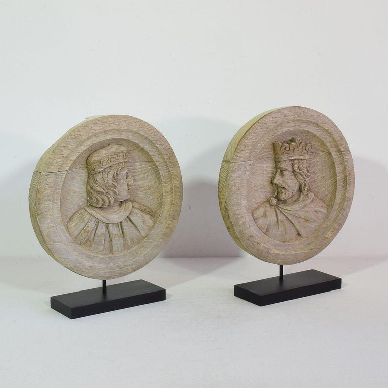 French, 19th Century Carved Oak Panels/ Medallions For Sale at 1stDibs