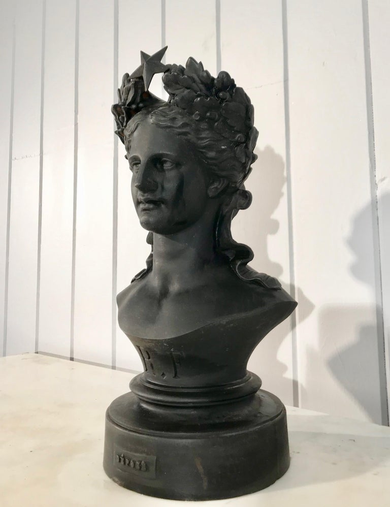French 19th Century Cast Iron Bust of "Marianne" Signed and Dated For ...