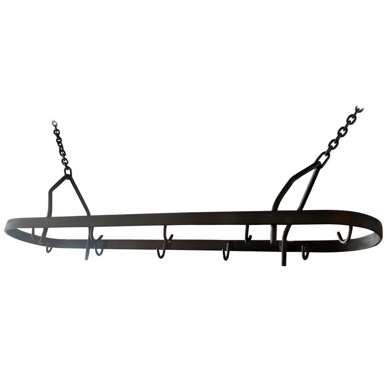 French 19th Century Cast Iron Ceiling Hanging Kitchen Pot Holder with ...