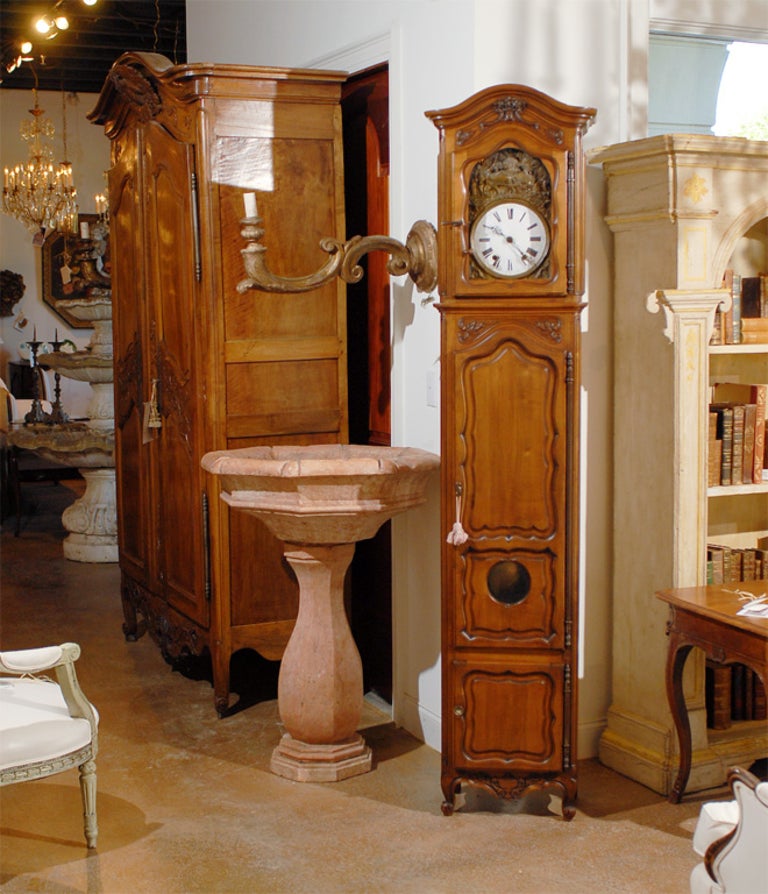French 19th Century Cherry Longcase Clock, Louis XV Style For Sale at ...