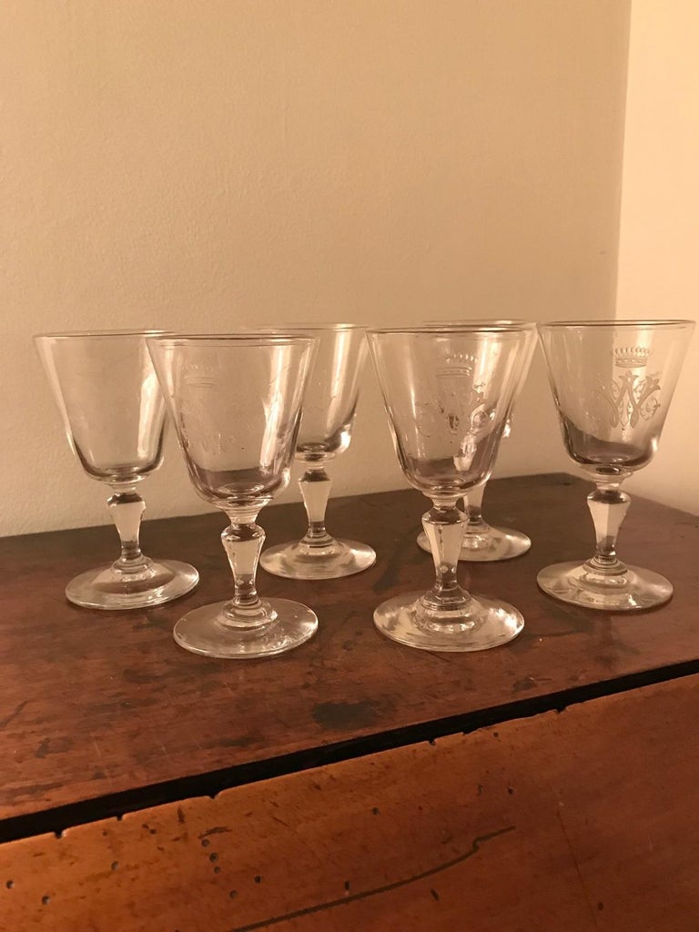 French 19th Century Crystal Liquor or Liqueur Glasses For Sale at 1stDibs