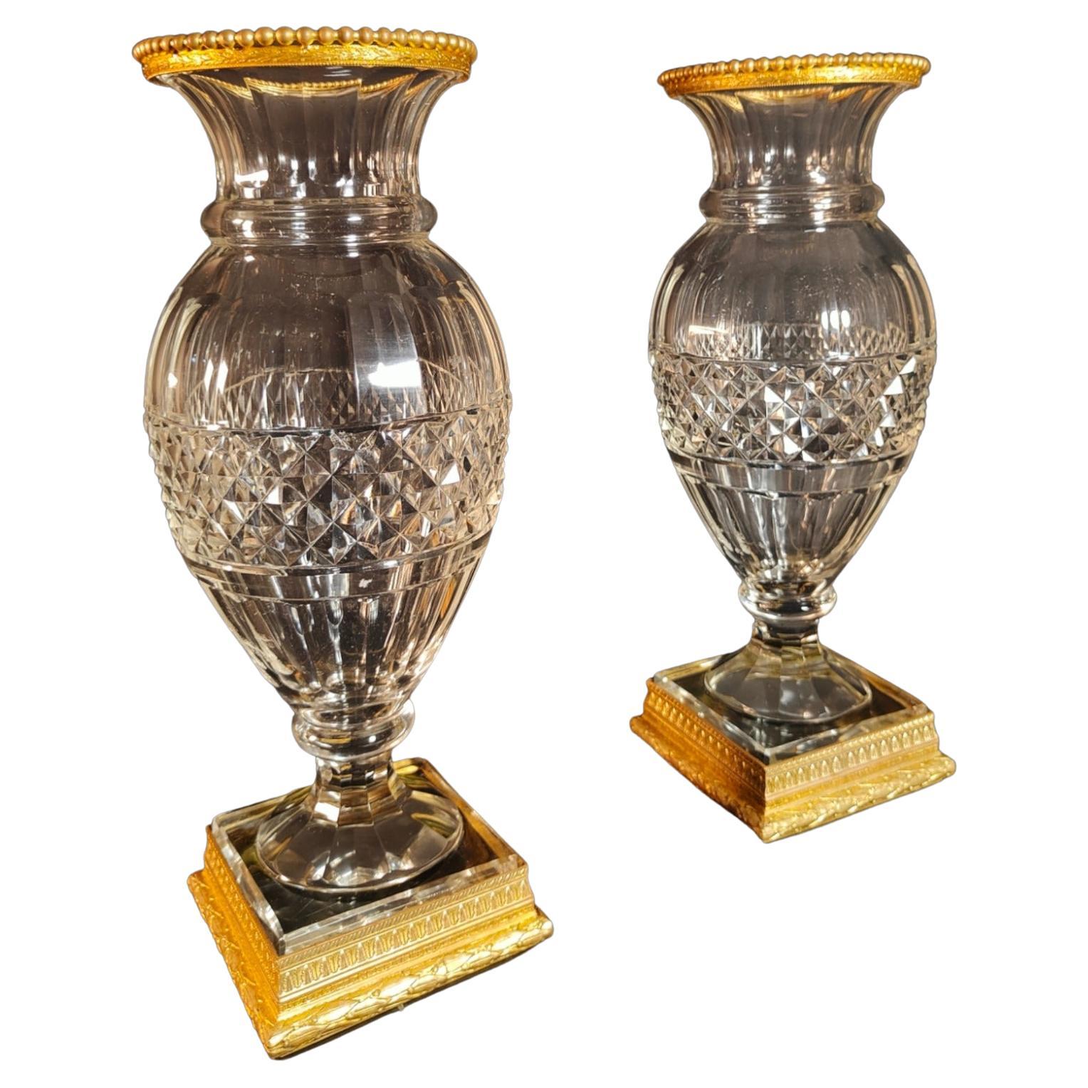 19th Century French Cut Crystal Glass and Ormolu Mounted Vase at 1stDibs