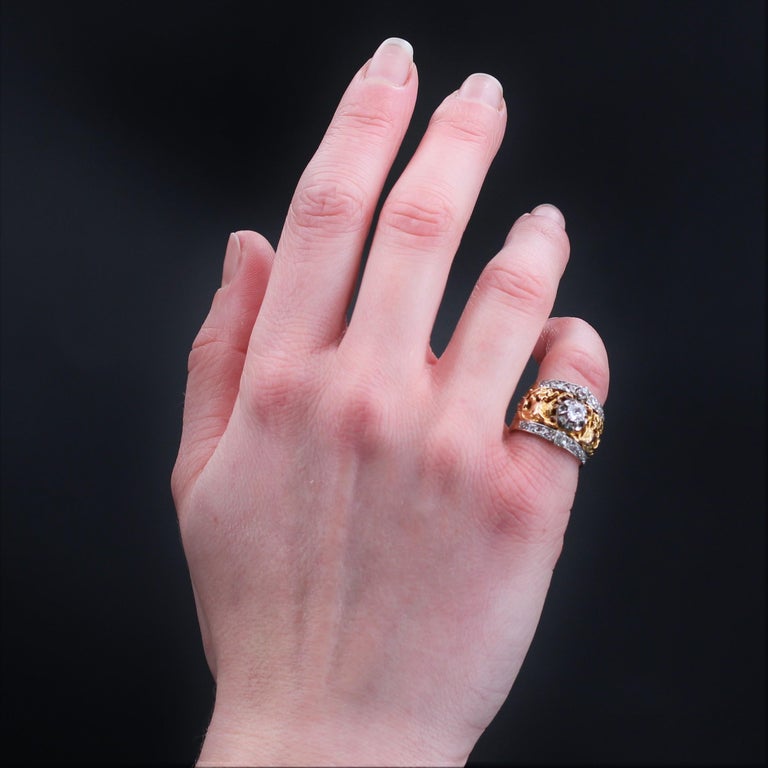 French 19th Century Diamonds 18 Karat Yellow Gold Chimeras Band Ring ...