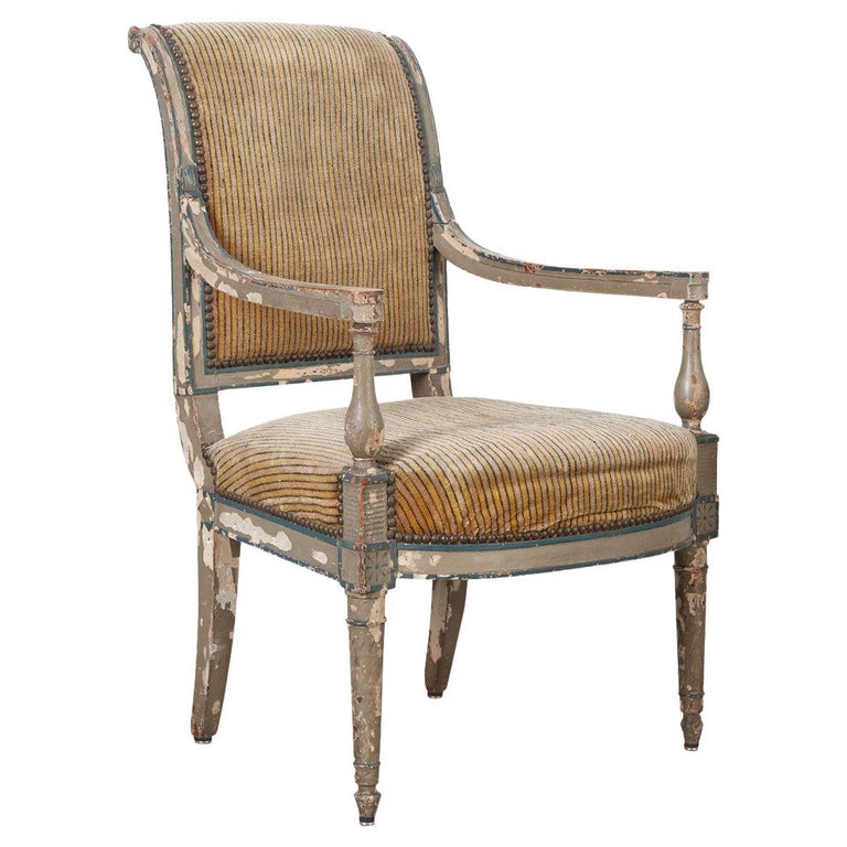 French 19th Century Directoire Painted Fauteuil at 1stDibs