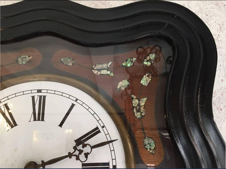 French 19th Century Ebonized and Mother-of-Pearl Inlay Wall Clock For ...