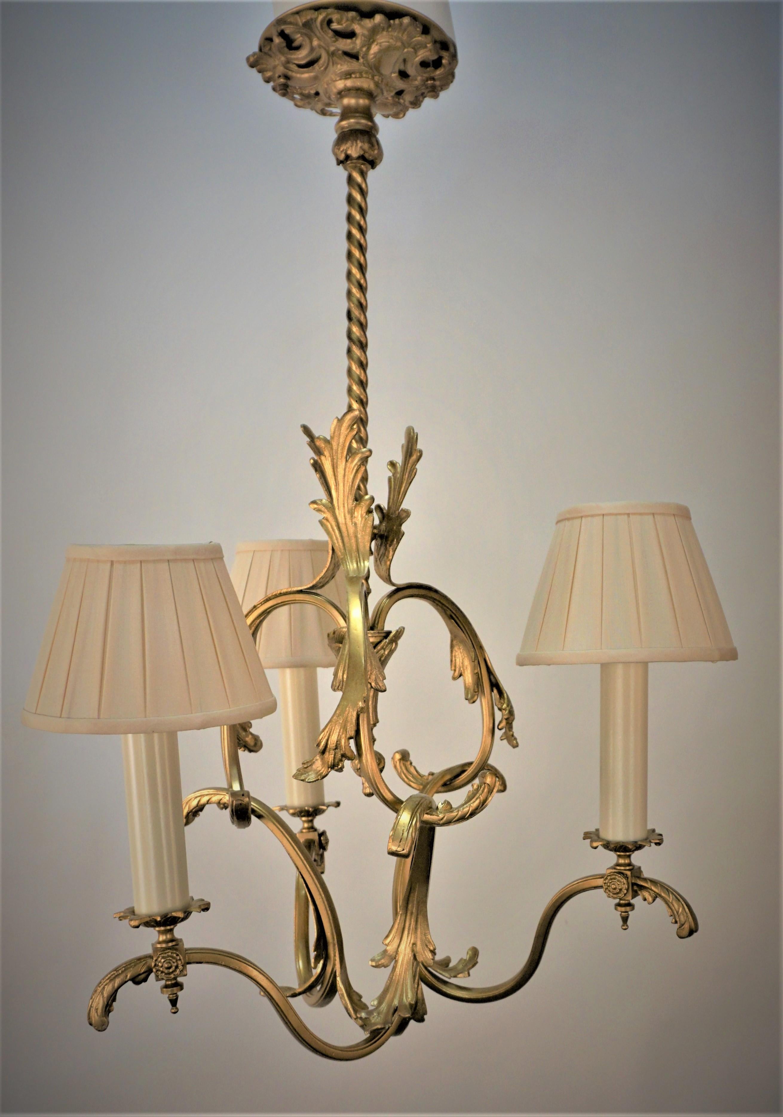 French 19th Century Electrified Bronze Gas Chandelier For Sale at 1stDibs