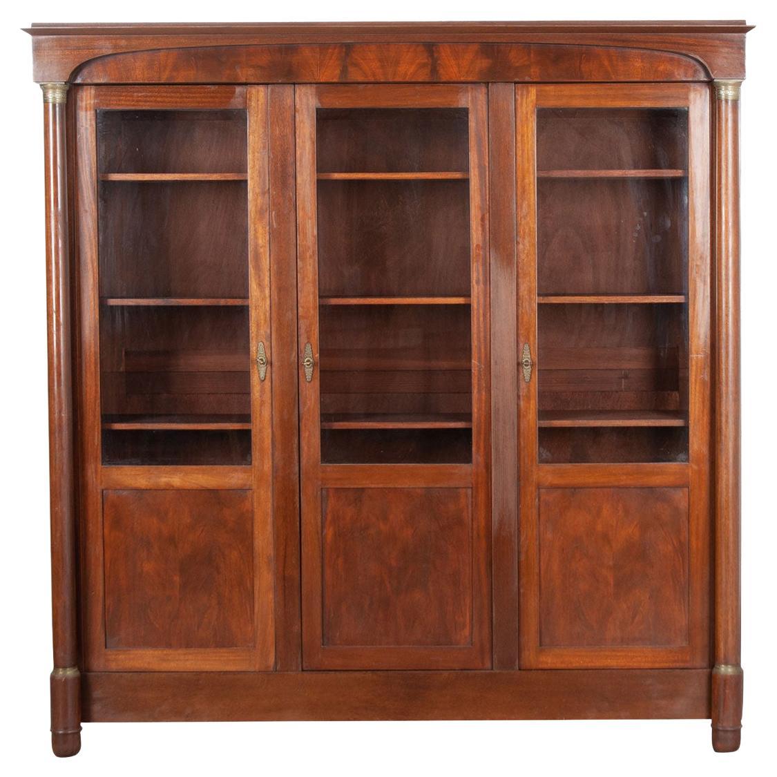 19th Century French Empire Library Cabinet, Cuba Mahogany at 1stDibs