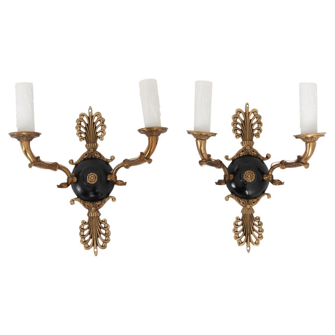 Pair of Early 19th Century Dutch Brass Wall Sconces For Sale at 1stDibs