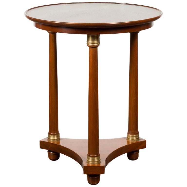 French 19th Century Empire Round Top Side Table with Bronze Mounts and ...