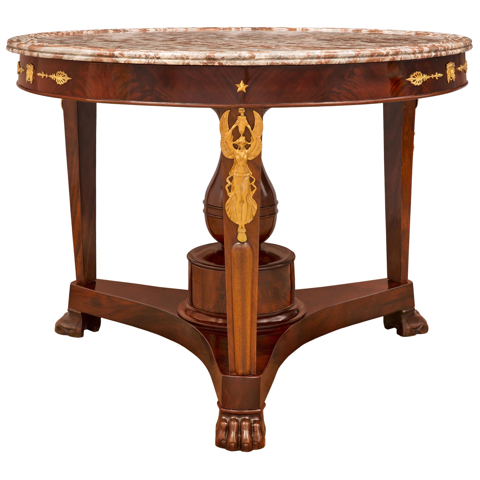 French 19th Century First Empire Crouch Mahogany Center Table For Sale ...
