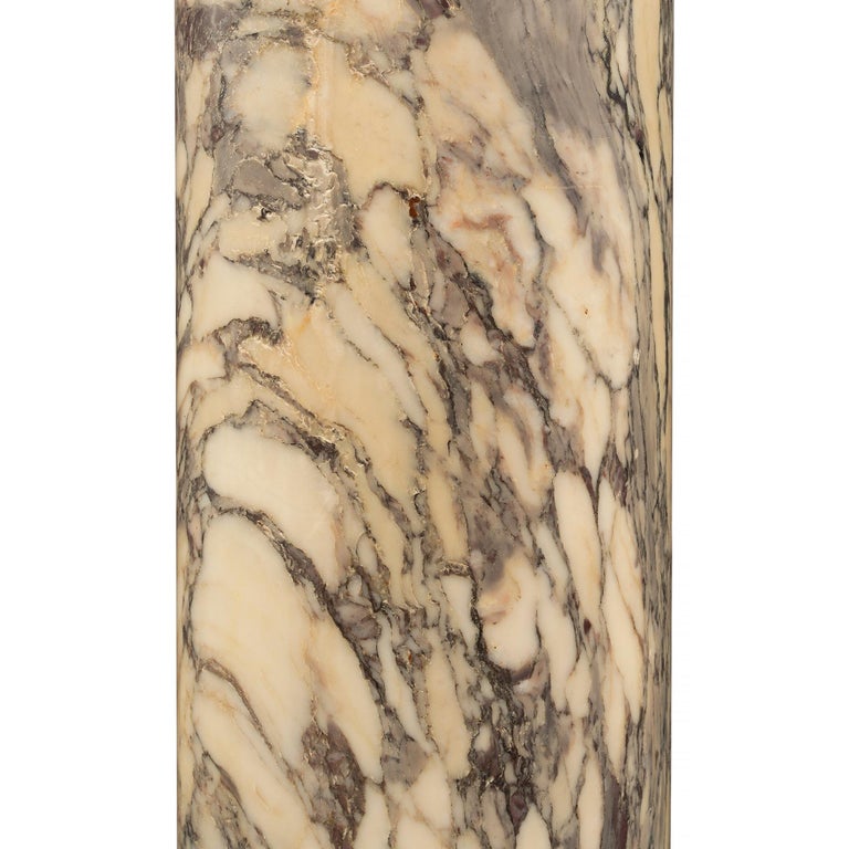 French 19th Century Fleur De Pêcher Marble and Ormolu Columns, Signed ...