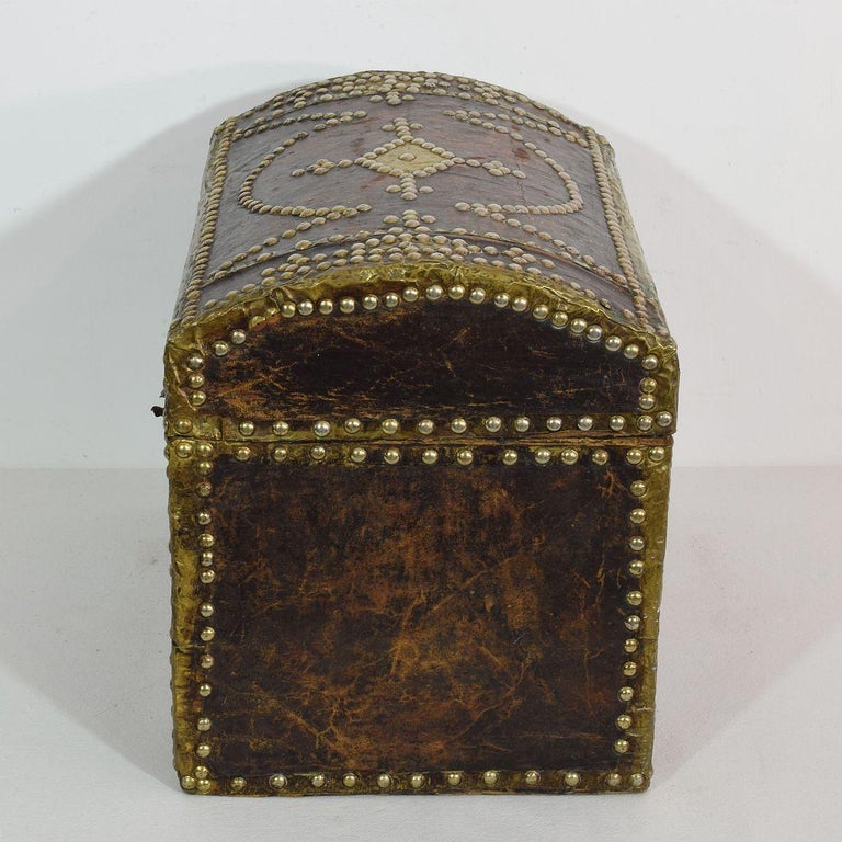 French 19th Century Folk Art Leather Box For Sale at 1stDibs