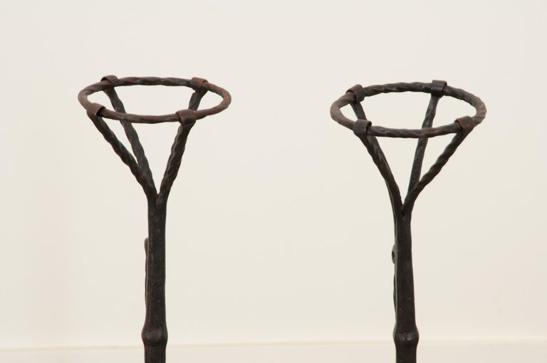 French 19th Century Forged Iron Andirons For Sale at 1stDibs