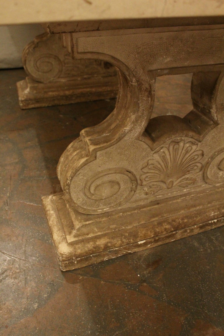 French 19th Century Fossil Marble Top Table on Twin Carved Stone ...