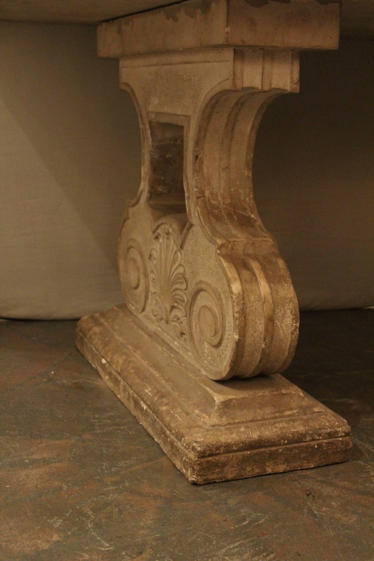 French 19th Century Fossil Marble Top Table on Twin Carved Stone ...