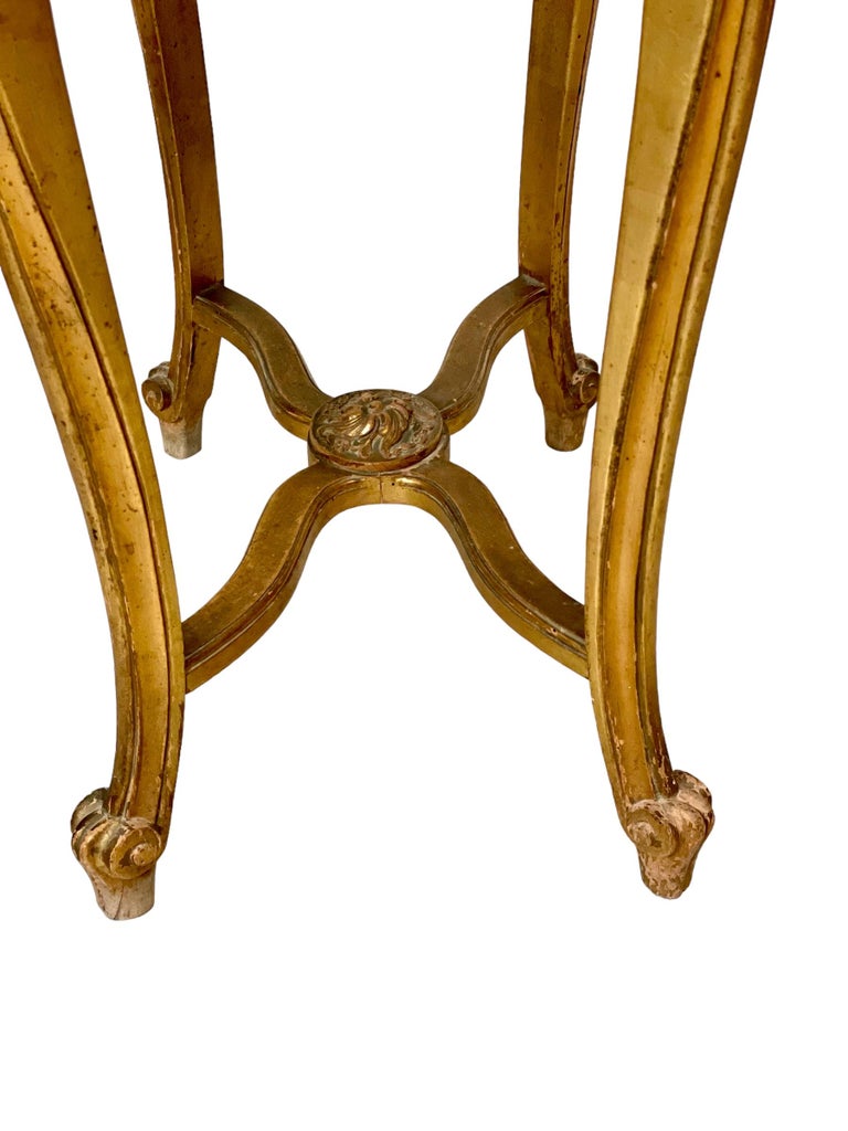 French 19th Century Gilded Center Table with Marble Top For Sale at 1stDibs