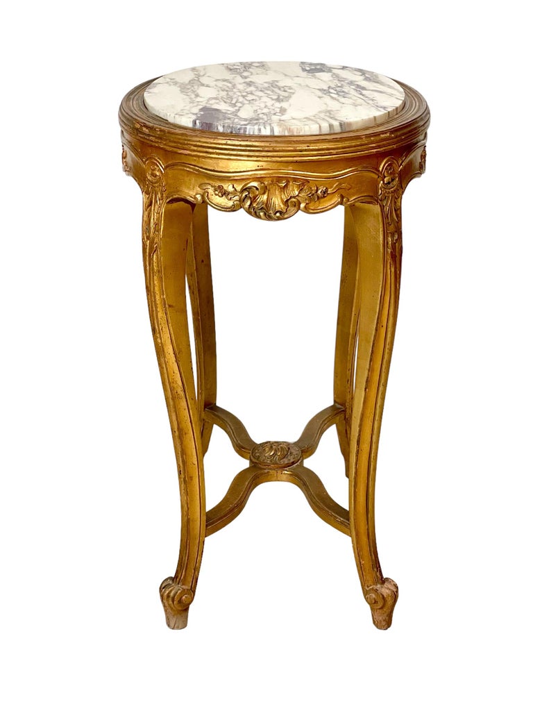 French 19th Century Gilded Center Table with Marble Top For Sale at 1stDibs
