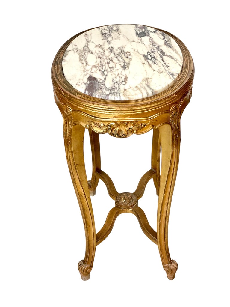 French 19th Century Gilded Center Table with Marble Top For Sale at 1stDibs
