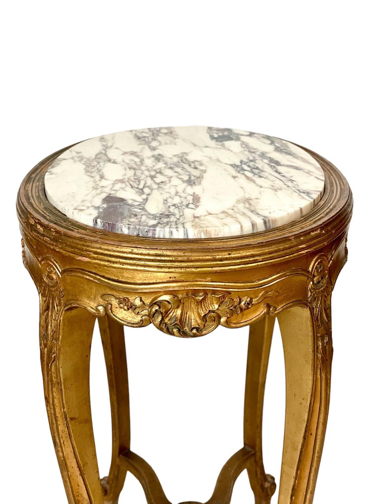 French 19th Century Gilded Center Table with Marble Top For Sale at 1stDibs