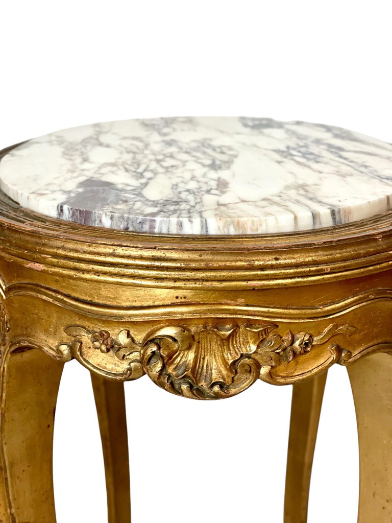 French 19th Century Gilded Center Table with Marble Top For Sale at 1stDibs