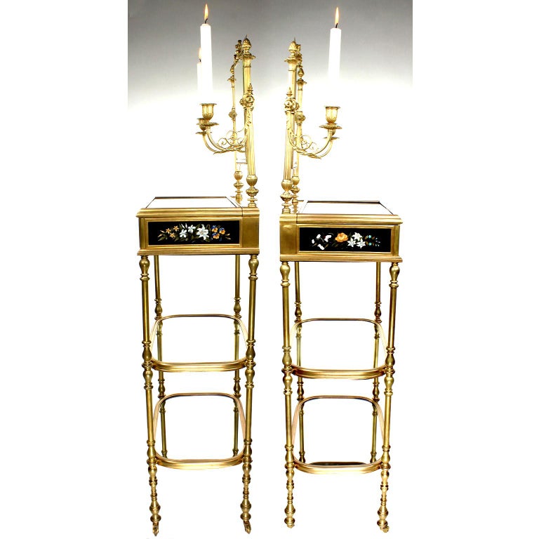 French 19th Century Gilt-Bronze and Pietra Dura Vanity Stand, Attr ...