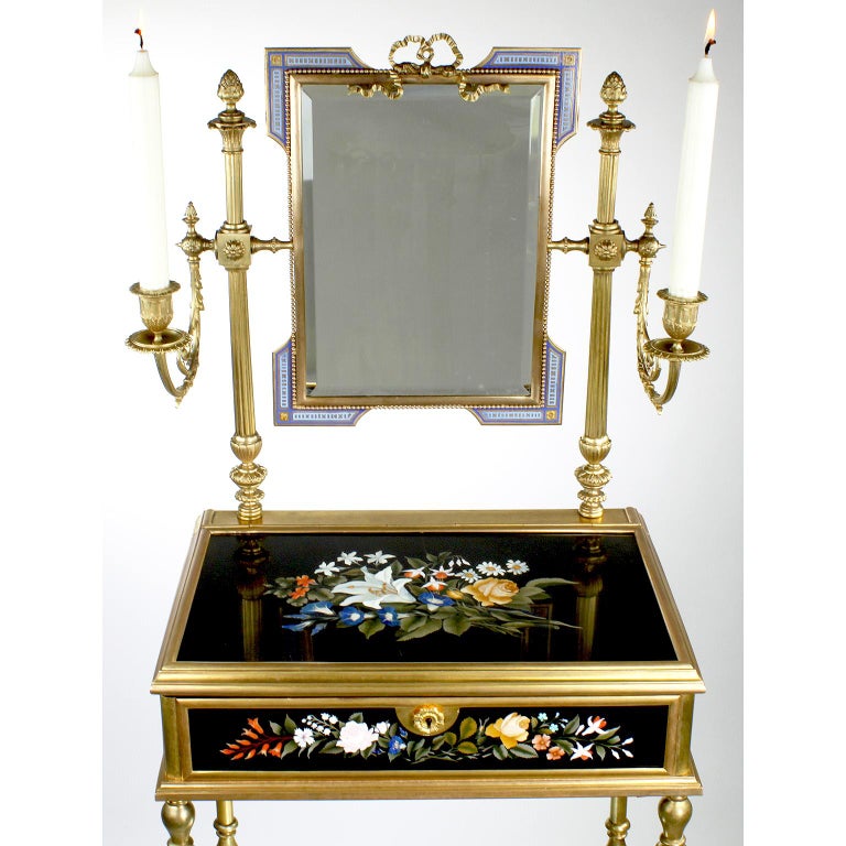 French 19th Century Gilt-Bronze and Pietra Dura Vanity Stand, Attr ...