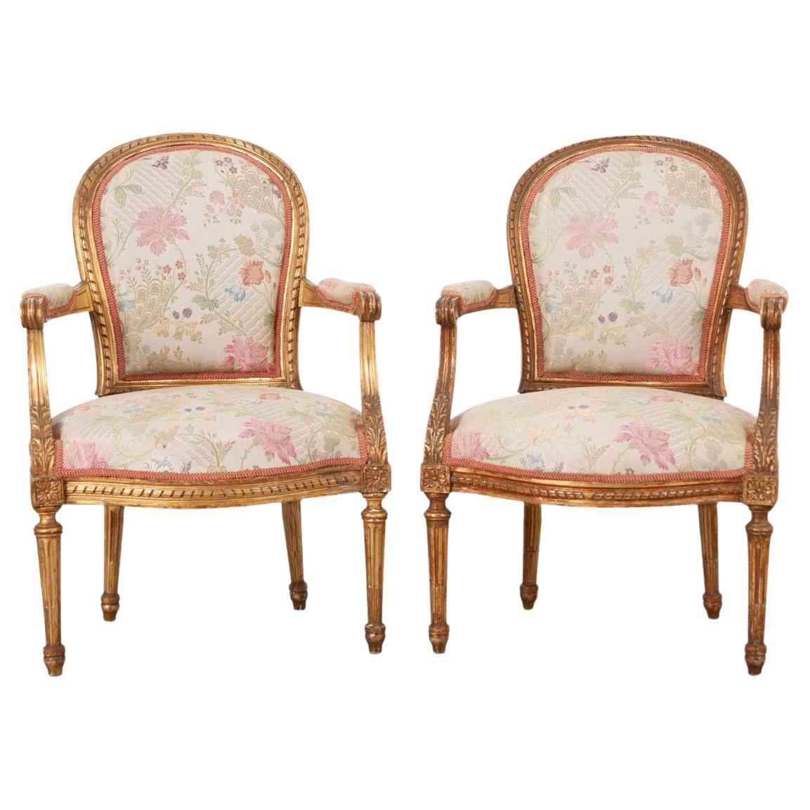 Antique, 19th Century, Pair of French Gilt Carved Chairs at 1stDibs