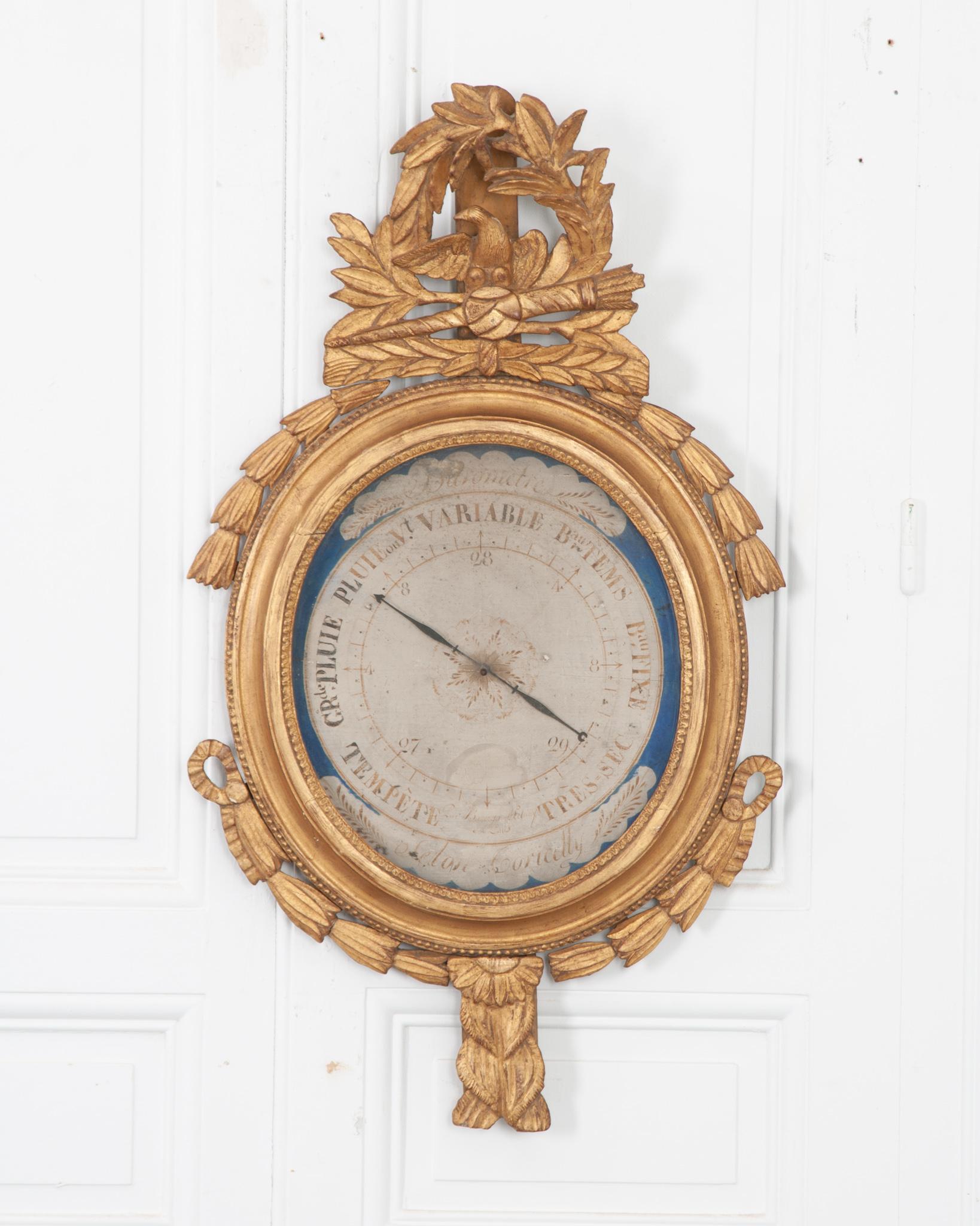 French 19th Century Gold Gilt Barometer For Sale at 1stDibs