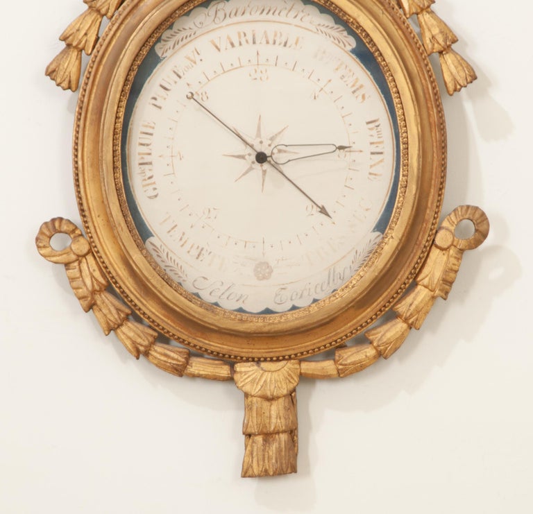 French 19th Century Gold Gilt Barometer For Sale at 1stDibs