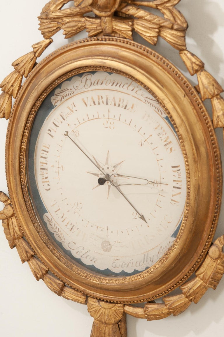 French 19th Century Gold Gilt Barometer For Sale at 1stDibs