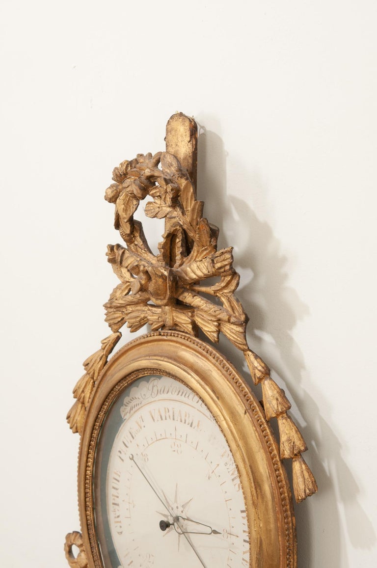 French 19th Century Gold Gilt Barometer For Sale at 1stDibs