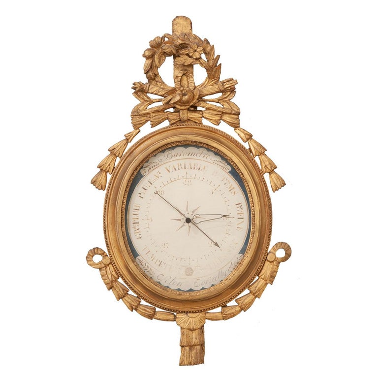 French 19th Century Gold Gilt Barometer For Sale at 1stDibs