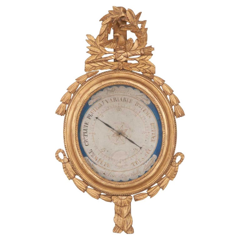 French 19th Century Gold Gilt Barometer For Sale at 1stDibs