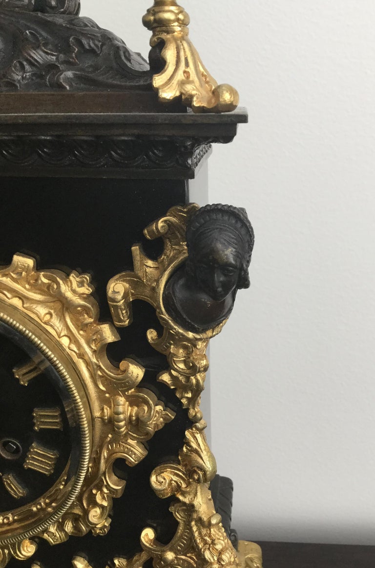 Baroque Style Mantel Clock, Bronze and Black Slate, Bordeaux Maker ...
