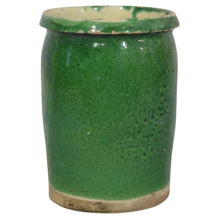 French 19th Century Green Glazed Ceramic Jar at 1stDibs