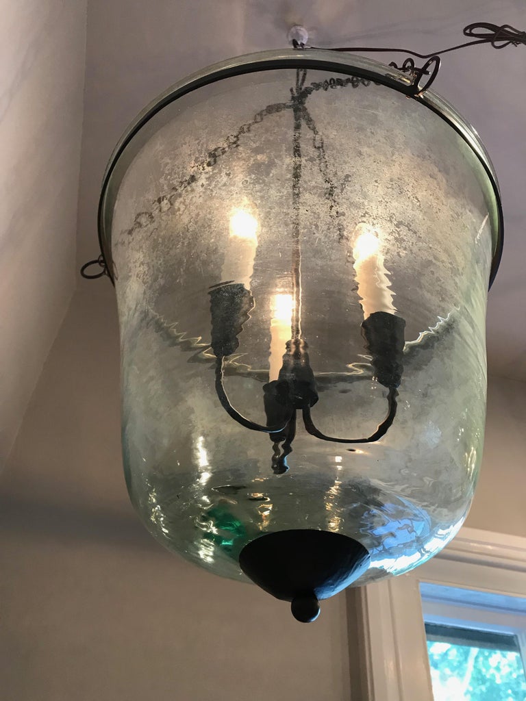 French 19th Century Hand Blown Glass Bell Cloche Hanging Light at ...