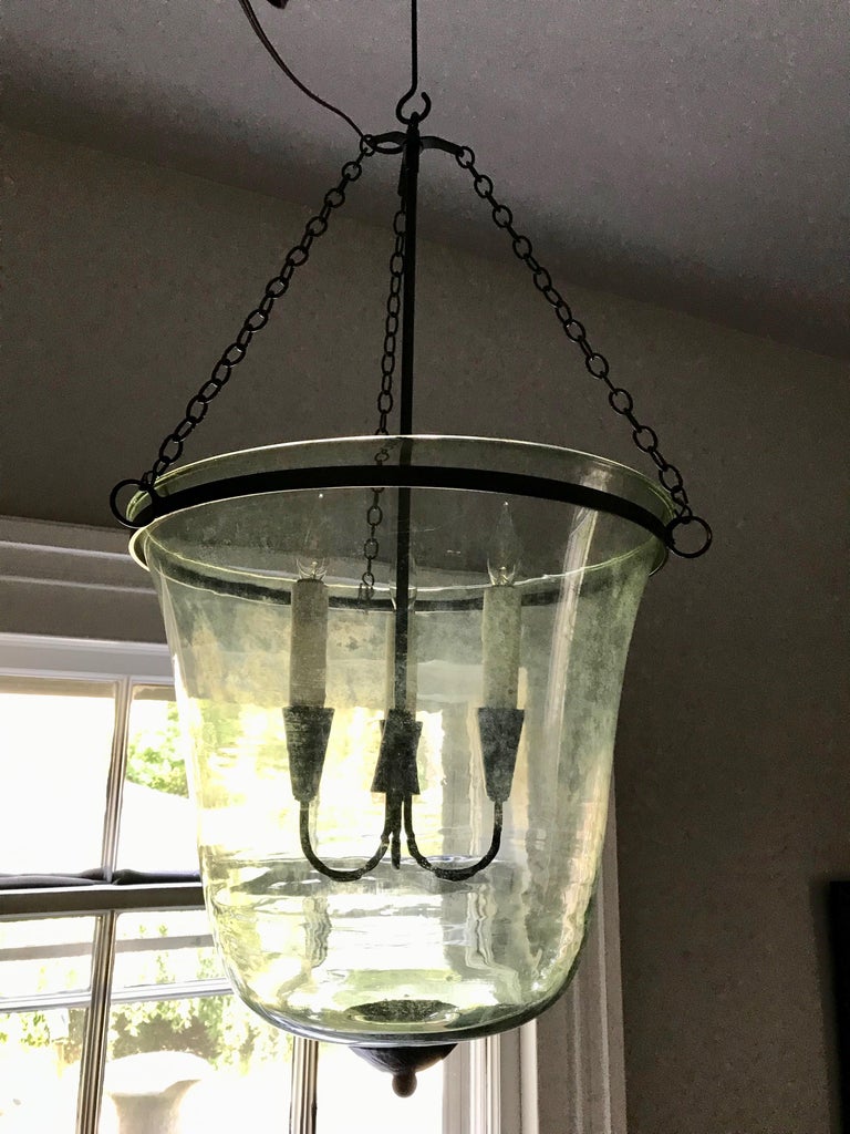 French 19th Century Hand Blown Glass Bell Cloche Hanging Light at ...