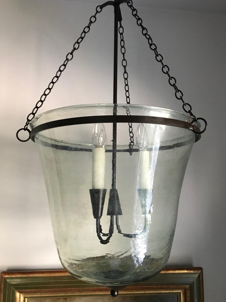 French 19th Century Hand Blown Glass Bell Cloche Hanging Light at ...