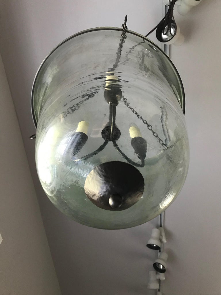 French 19th Century Hand Blown Glass Bell Cloche Hanging Light at ...
