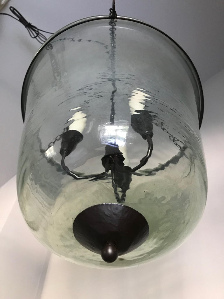 French 19th Century Hand Blown Glass Bell Cloche Hanging Light at ...